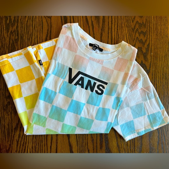Vans | Shirts | Vans Checkered Unisex Tshirt Pastel Rainbow | Poshmark